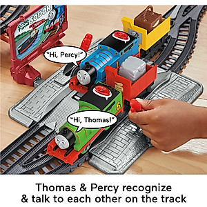 Thomas & Friends Toy Train Set Talking Thomas and Percy Motorized Engines with Track for Preschool Kids Ages 3+ Years (Amazon Exclusive)