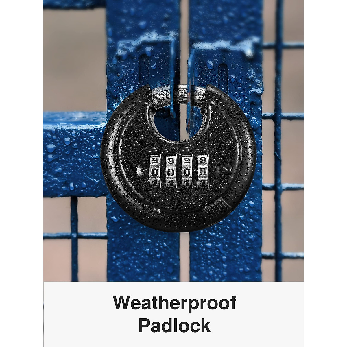 Puroma Combination Lock, 4 Digit Disc Padlock with Hardened Steel Shackle, Keyless Heavy Duty Combo Lock for Outdoor Sheds Fence, Gate Hasps, Storage Unit, School Gym Locker (1 Pack, ‎Black)