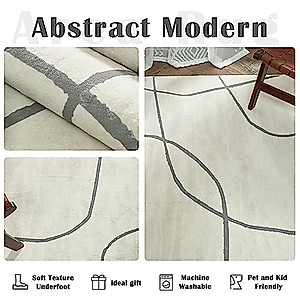 jinchan Area Rug 3x5 Abstract Rug Grey Gray Rug Aesthetic Minimalist Rug Entryway Indoor Floor Cover Print Carpet Thin Rug Modern Rug Lightweight Kitchen Living Room Bedroom Dining Room Office