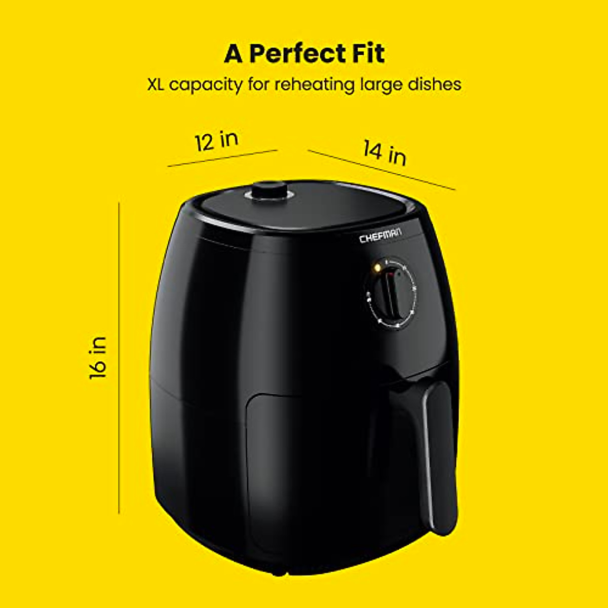 Chefman TurboFry 8-Quart Air Fryer, Integrated 60-Minute Timer for Healthy Cooking, Cook with 80% Less Oil, Adjustable Temperature Control, Nonstick Dishwasher-Safe Basket and Tray, Black