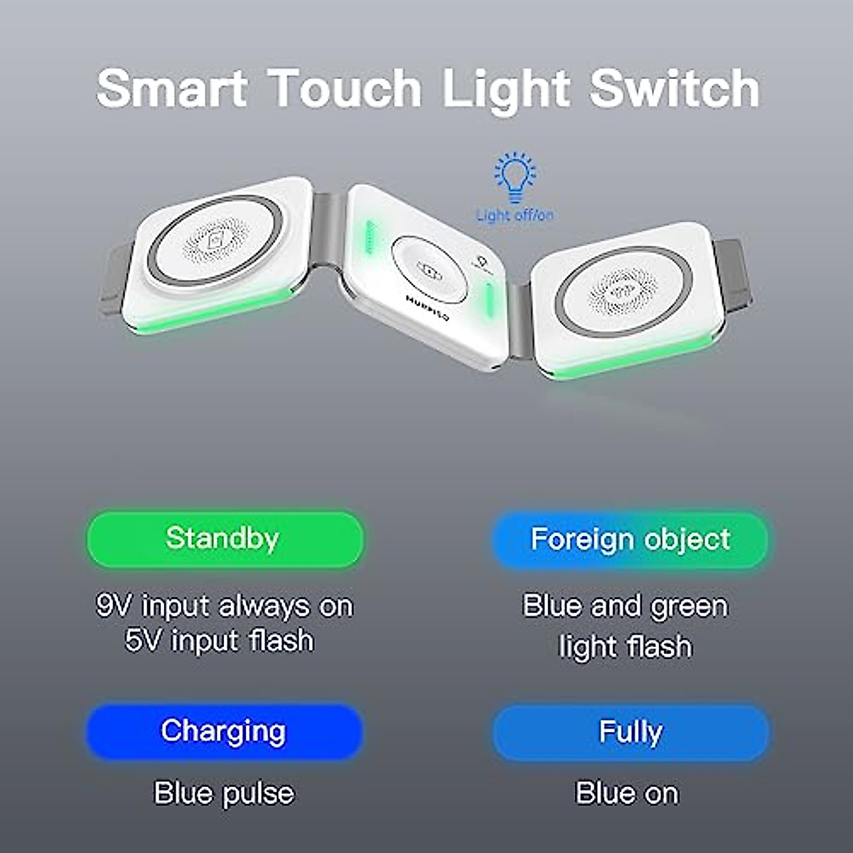 MURPISO 3 in 1 Charging Station for Apple,Magnetic Foldable Charger for Travel,Wireless Charger Pad for iPhone 15/14/13/12/Pro/Max/Mini,AirPods Wireless/Pro,iWatch Ultra/SE/9/8/7/6/5/4/3/2