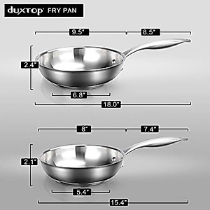 Duxtop Professional Stainless Steel Fry Pan, Induction Ready Cookware with Impact-bonded Technology, 9.5 Inches