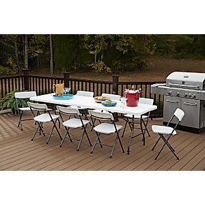 COSCO Fold-in-Half Banquet Table w/Handle, 8ft, White