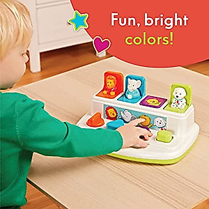 Battat – Cause-and-Effect Toy – Developmental Toy with Buttons & Colors – Color Sorting Animal Toys – for Kids, Toddlers, Babies – 18 Months + – Pop-Up Pals