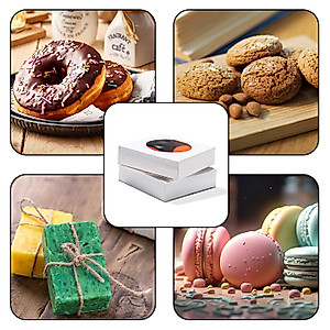 Bssay 60Pcs Small Soap Packaging Boxes 4.3x4.3x1.2 Inch,White Square Paper Boxes Gift Wrapping Box with Round Clear Window for Bakery Cookies Cake Candy Soap Packaging Birthday Gift Boxes（White）