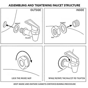 Sighompro Countertop Ceramic Porcelain Water Jug Dispenser with Faucet and Gasket, with Wooden Stand. Mostly Used for 3 Gallon and 5 Gallon Water Bottles