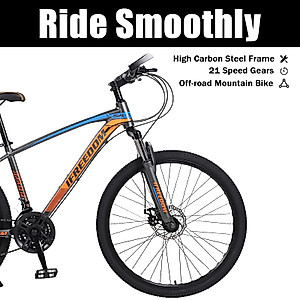 26'' Mountain Bike, 21 Speed Outdoor Snow Beach Bike, Full Suspension Adult Hybrid MTB Racing Bikes for Women Men, Comfort Complete Cruiser Bicycle, Lightweight City Commuter Road Cycling (N)