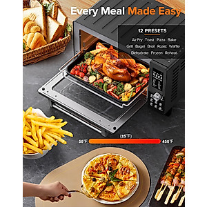 Nuwave Bravo Pro Smart Air Fryer Toaster Oven Combo, Airfryer Convection Oven Countertop, 12-in-1 Functions with Quicker & Even Crisp Technology, 1800W, 50-450°F, PFAS-Free, 21QT, Black