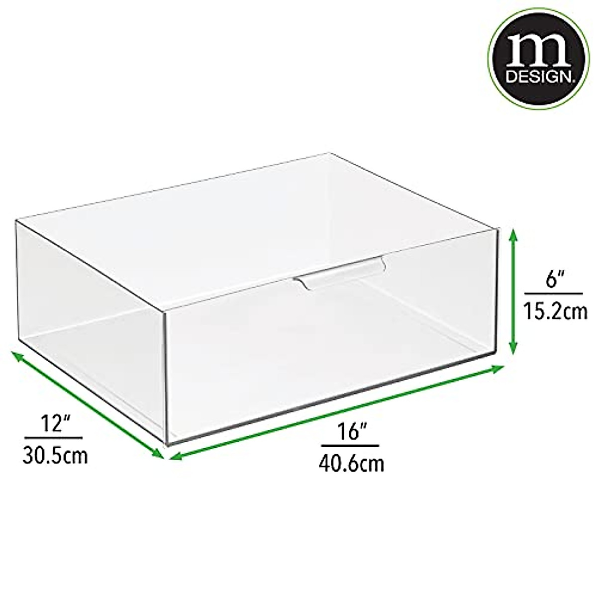 mDesign Plastic Closet Storage Organizer Bin Container with 32 Labels - Organizer for Drawers, Shelves, Bedroom, and Hallway Storage - 16" Long - Clear