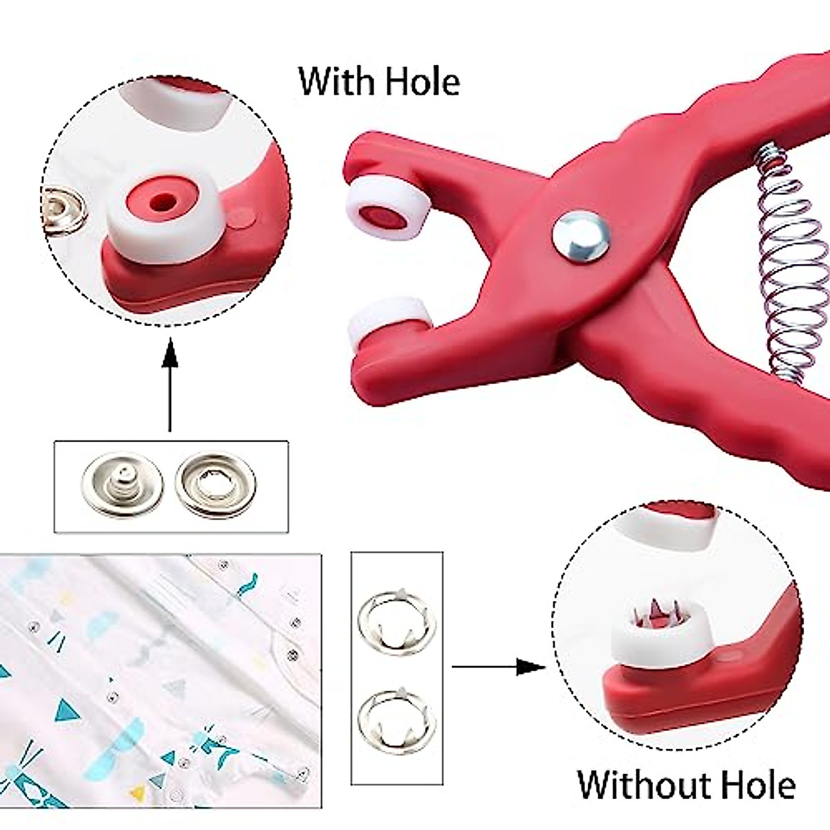 BIOUU 100 Sets of Metal Snaps Buttons,Metal snap Buttons with Fastener Pliers Tool kit, Snap Fastener kit, Metal Prong Snaps Buttons for Clothing Leather Sewing.