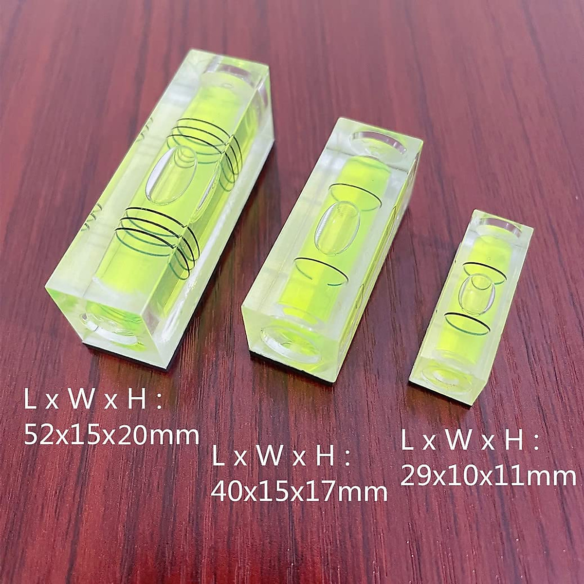WOYISEPG 5Pcs Magnetic Small Bubble Level Set 29mm/40mm/52mm Multi-sizes Square Spirit Levels Measuring Tools