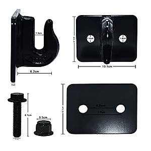 Kepouse Tractor Bucket Grab Hook 3/8" Grade 70 Forged Steel Bolt On Grab Hook Tow Hook Mount with Backer Plate,Work Well for Tractor Bucket, RV, UTV,Truck. 2 Pack (Black)