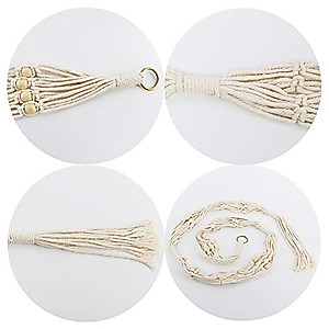 ENUOSUMA 3 Tier Macrame Plant Hanger Indoor with 1 Hook, Handmade Hanging Planter Hanging Flowers Pot with Tassels, Hanging Plant Holder for Home Decor - Cotton Rope, 4 Legs, 71 Inch