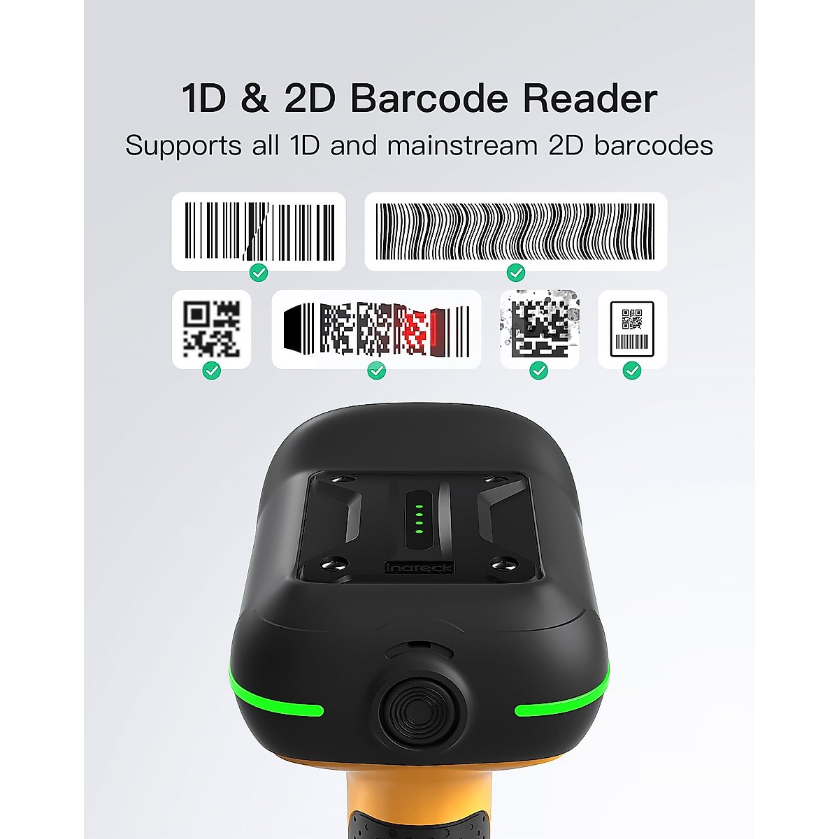 Inateck Industrial Barcode Scanner Bluetooth, 1D 2D QR Code Scanner Wireless with IP67 Waterproof and Dustproof, Handscanner with App & SDK, BCST-75