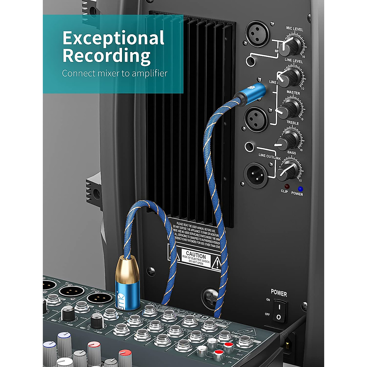 EMK XLR to RCA Cable, Microphone Cable Nylon Braid XLR Female to RCA Male HiFi Audio Cable for Home Theater,Microphone,Mixers,Amplifiers,Speaker,Hi-Fi Systems (5ft/1.5m)