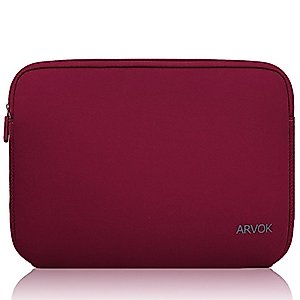 Arvok 13 13.3 14 Inch Laptop Sleeve Case for MacBook Pro 14 2021/Water-Resistant Notebook Chromebook Computer Pocket Briefcase Carrying Bag Pouch Skin Cover for HP/Dell/Lenovo/Asus/Acer, Wine Red