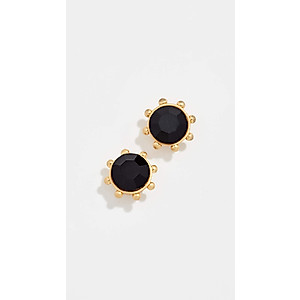 Kate Spade New York Women's Flying Colors Bezel Stud Earrings, Jet, Black, Gold, One Size