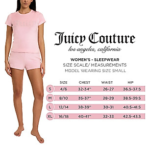 Juicy Couture Velvet Pajama 2 Piece Lounge Sleepwear Short Set for Women (US, Alpha, Large, Regular, Regular, Lola Pink)