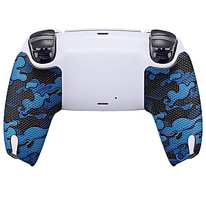 PlayVital Anti-Skid Sweat-Absorbent Controller Grip for PS5 Controller, Professional Textured Soft Rubber Pads Handle Grips for PS5 Controller - Black Blue Camouflage