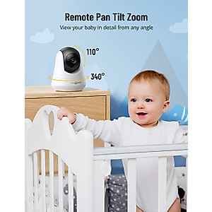 PARIS RHÔNE Video Baby Monitor, 5" 720P HD Baby Monitor with Camera and Audio, No WiFi, 2 Way Audio, VOX Mode, Infrared Night Vision, Feeding Reminder, Wide-Angle View Temperature Sensor Lullabies
