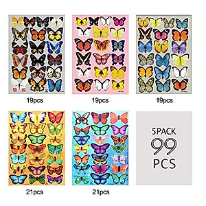 Butterfly Wall Decals 99Pcs 3D Butterflies Wall Stickers Removable, Mural Decor for Kids Room Bedroom Decor Living Room Decor …