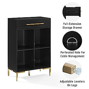 Crosley Furniture Juno Record Storage Cube Bookcase, Black
