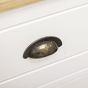 HOMCOM Sideboard Buffet Cabinet, Retro Kitchen Cabinet, Coffee Bar Cabinet with Rubber Wood Top, Drawers, Adjustable Shelves for Living Room, Entryway, White