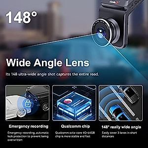 CarlinKit Dash Cam with Wireless CarPlay & Wireless Android Auto Adapter Dash Camrea, 4G+64G, Built in GPS, Support YouTube, Netflix