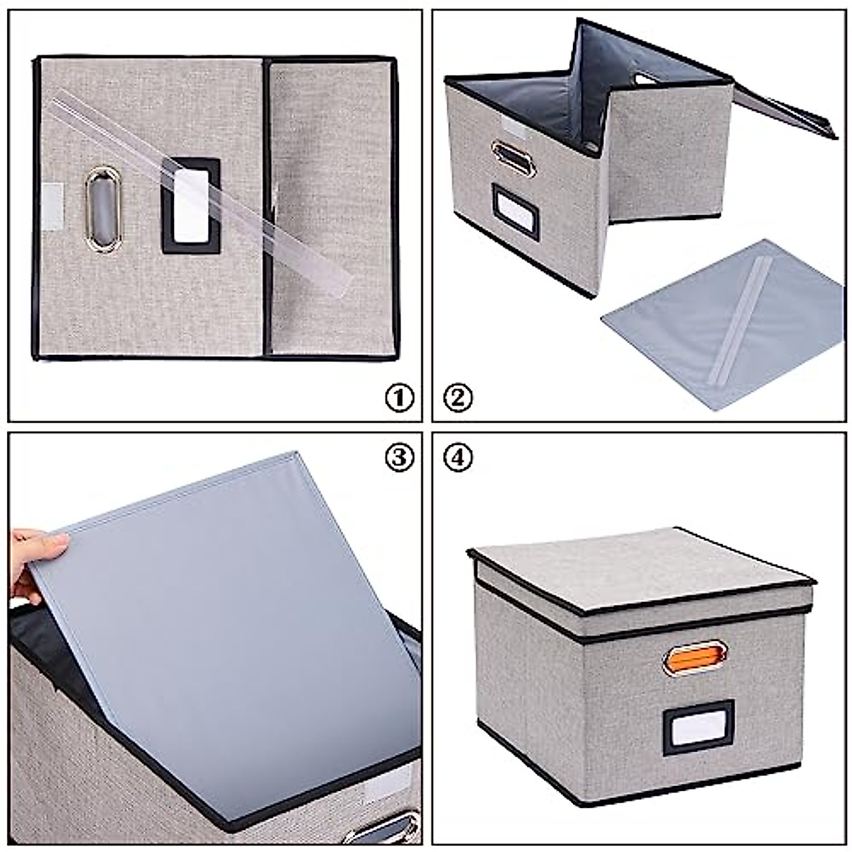 EOOUT File Organizer Box, 1pcs with Lid, Hanging File Folders, Letter Size, Foldable Document Organizer, Home Office, Gray