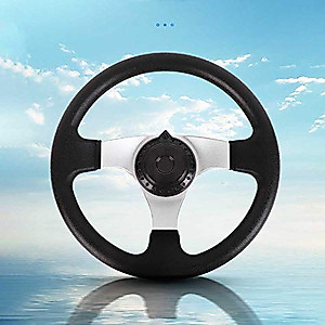 YIHOME Go-Kart Steering Wheel with Cap for Kandi, 270mm Interior Vehicle 3 Spokes for Go Kart Steering Wheel PU Foam with Holes