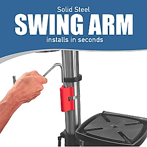 Peachtree Woodworking Supply Drill Press Tool Tray with 11 inch Diameter 360 Degree Rotating Tray • Steel Swing Arm • Mounting Bracket and 4 inch Steel Band Clamp