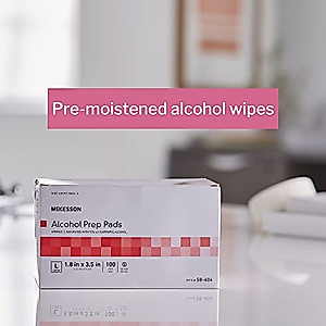 McKesson Alcohol Prep Pads, 2-Ply 70% Isopropyl Alcohol Individually Wrapped Wipes, 100 Count, 1 Pack
