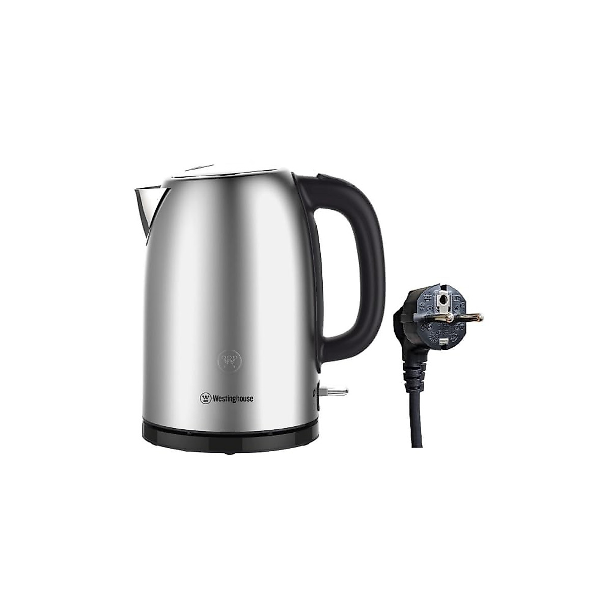 Westinghouse 220 Volt Kettle - Cordless - 1.7 Liter - Stainless Steel - Bundle With Dynastar 220 Volts 240 Volts (Not For USE IN USA)