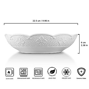 STAR MOON 27 Oz Ceramic Large Pasta Bowls Set Elegant Vintage Porcelain Serving Bowls, Microwave & Dishwasher Safe, Lucky 4-Leaf Clover Collcetion, Set of 2 (Emerald Green)