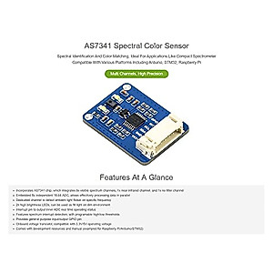 Waveshare AS7341 Spectral Color Sensor Visible Spectrum Sensor High Precision I2C Bus Compatible with Raspberry Pi 5/4B/3B/Zero/Zero W/Zero 2W/Pico/Pico W/Pico WH