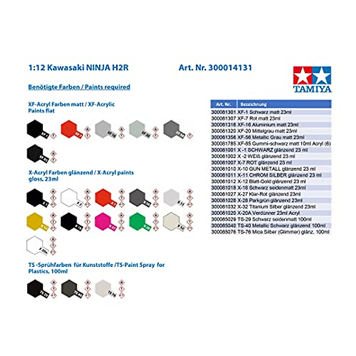 Tamiya 14131 1/12 Kawasaki Ninja H2R Plastic Model Plastic Model Kit