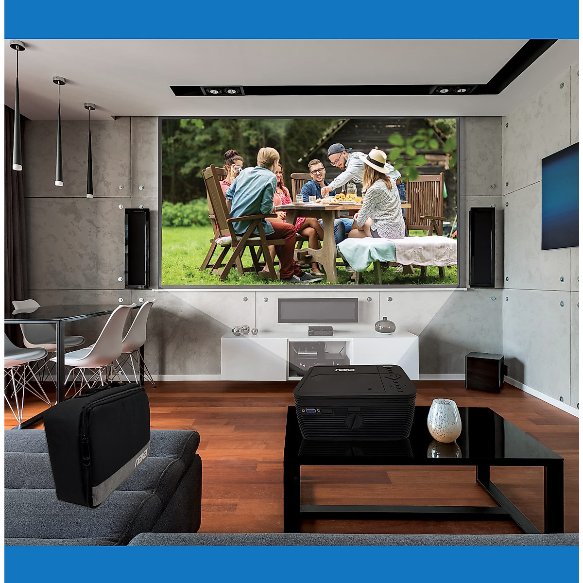 Naxa Electronics NYP-2502C 150″ Home Theater LCD Projector Combo with Built-in DVD Player, Remote, and Case, Gaming Consoles, Bluetooth, HDMI x 2, USB 2.0, MicroSD Support, VGA, Black (NVP-2502C)