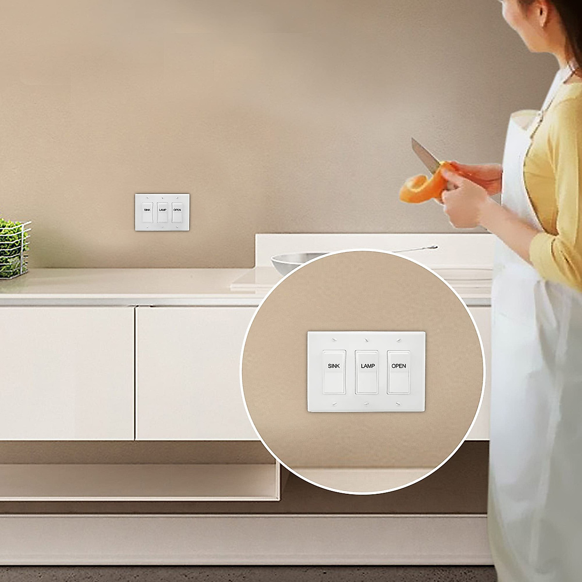 TOMALL 500Pcs Light Switch Labels Stickers with Text Transparent Household Light Fan Heater Bathroom Kitchen Garage DO NOT USE for New Home Office Hotel Public Places