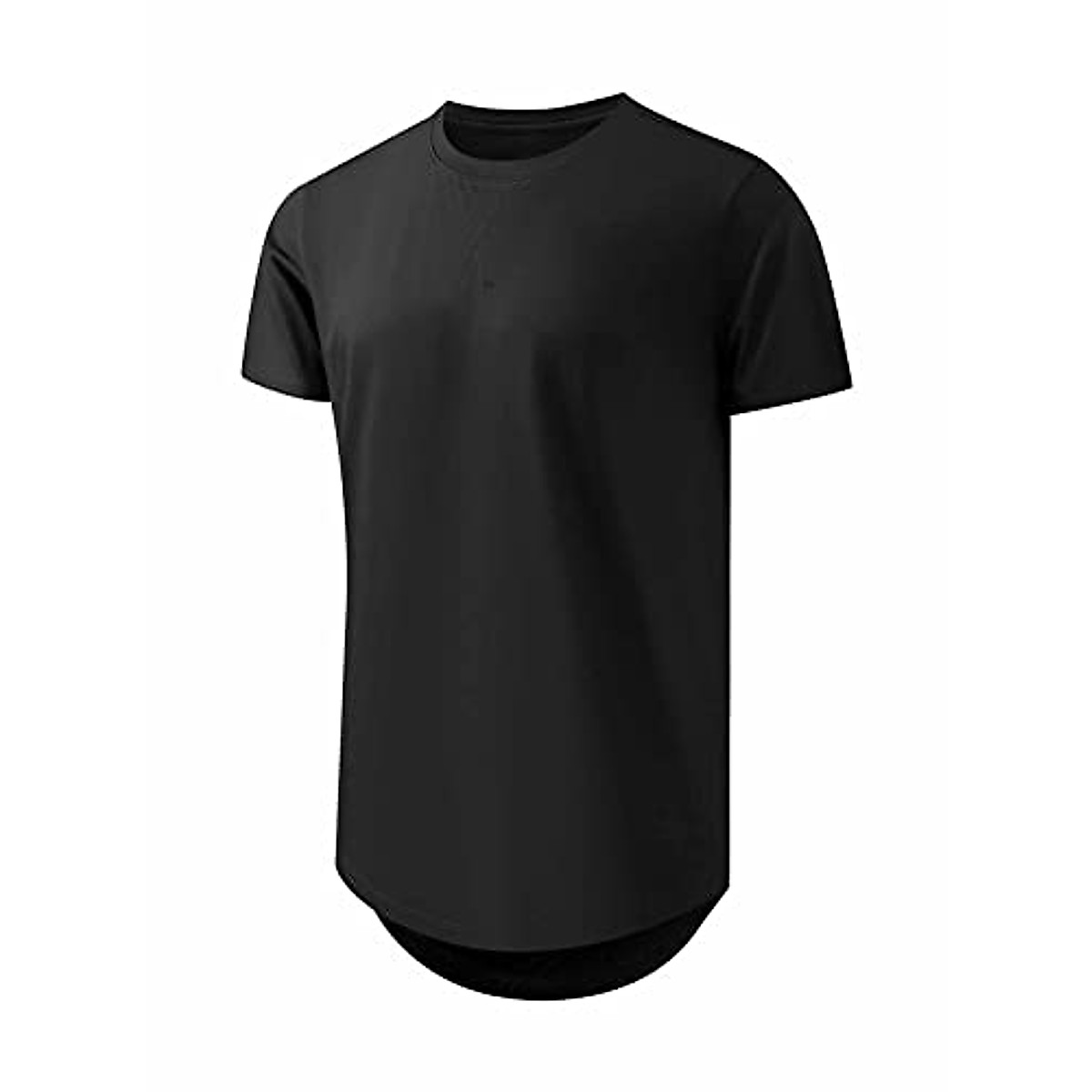 JMIERR Men's 3 Pack Cotton Hipster Hip Hop Longline Crewneck T-Shirt, Short Sleeve T Shirts for Men Pack, US 43(L), Black/Dark Grey/Khaki