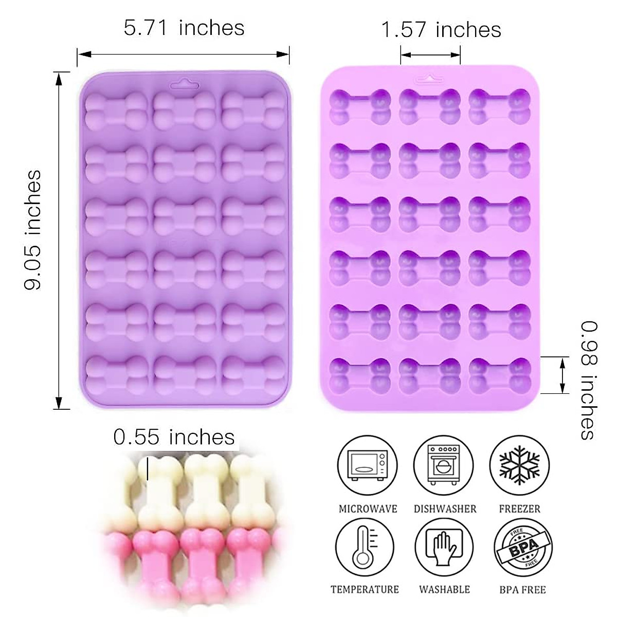 Silicone Molds Puppy Dog Paw and Bone, Non-Stick Food Grade Silicone Molds for Chocolate, Candy, Jelly, Ice Cube, Dog Treats, Cupcake Baking Mould, Muffin pan (Set of 4PCS)