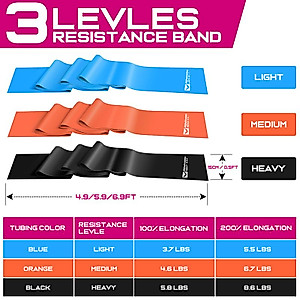 Resistance Bands for Working Out, Exercise Bands for Physical Therapy, Stretch, Recovery, Pilates, Rehab, Strength Training and Yoga Starter Set