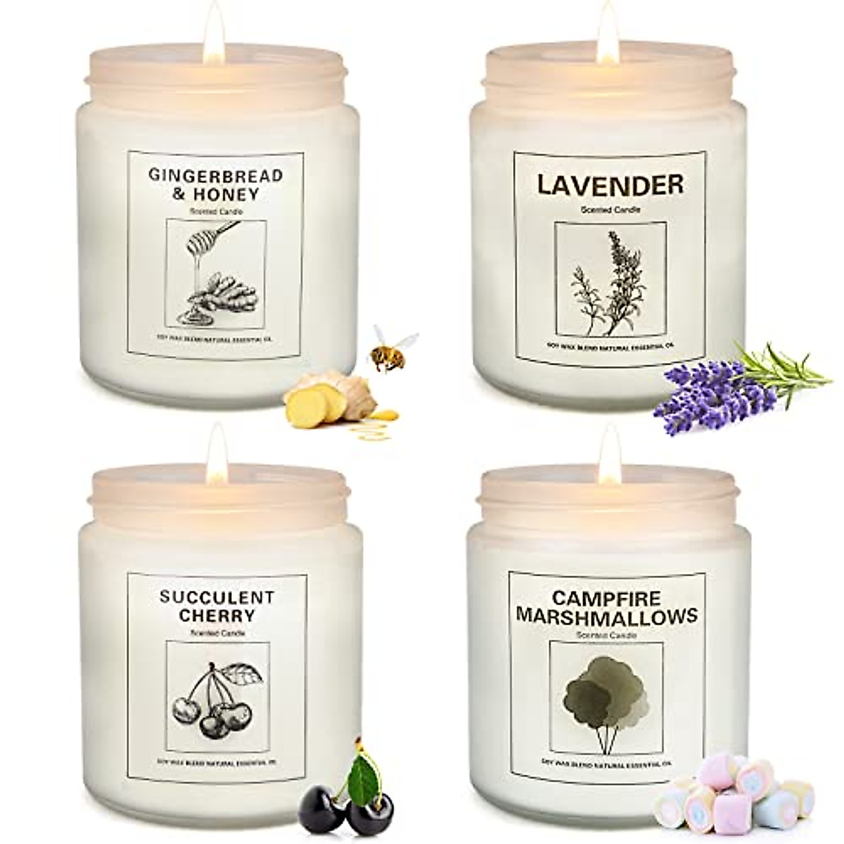 Scented Candles Sets, Candles for Home Scented,Made with Natural Soy Wax & Essential Oils, 35 Hour Burn Time,4 x 7.1 Oz Aromatherapy Candle Gifts for Birthday Women Mom Best Friends.