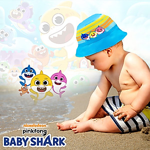 Reversible Pinkfong Baby Shark Sun Hat for Toddler Girls, Boys, and Kids