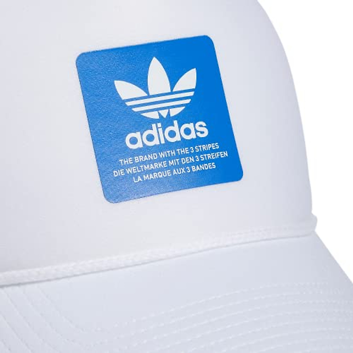 adidas Originals Dispatch Trucker 5-Panel High Crown Mesh-Back Adjustable Strapback Cap, White/Bluebird, One Size