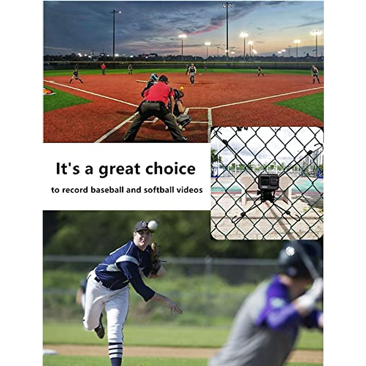 Phone and Action Camera Chain Link Fence Mount with Clip Holder Compatible with iPhone Samsung GoPro DJI OSMO AKASO,Suitable for Recording Baseball Softball and Tennis Games