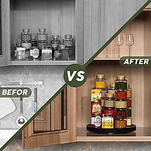 Turntable Vanity Tray 10 Inch for Perfume Candle, Bamboo Kitchen Sink Countertop Organizer for Keep Glass, Sponge and Soap Bathroom Countertop Organizer Coffee Table Decorative Tray Black