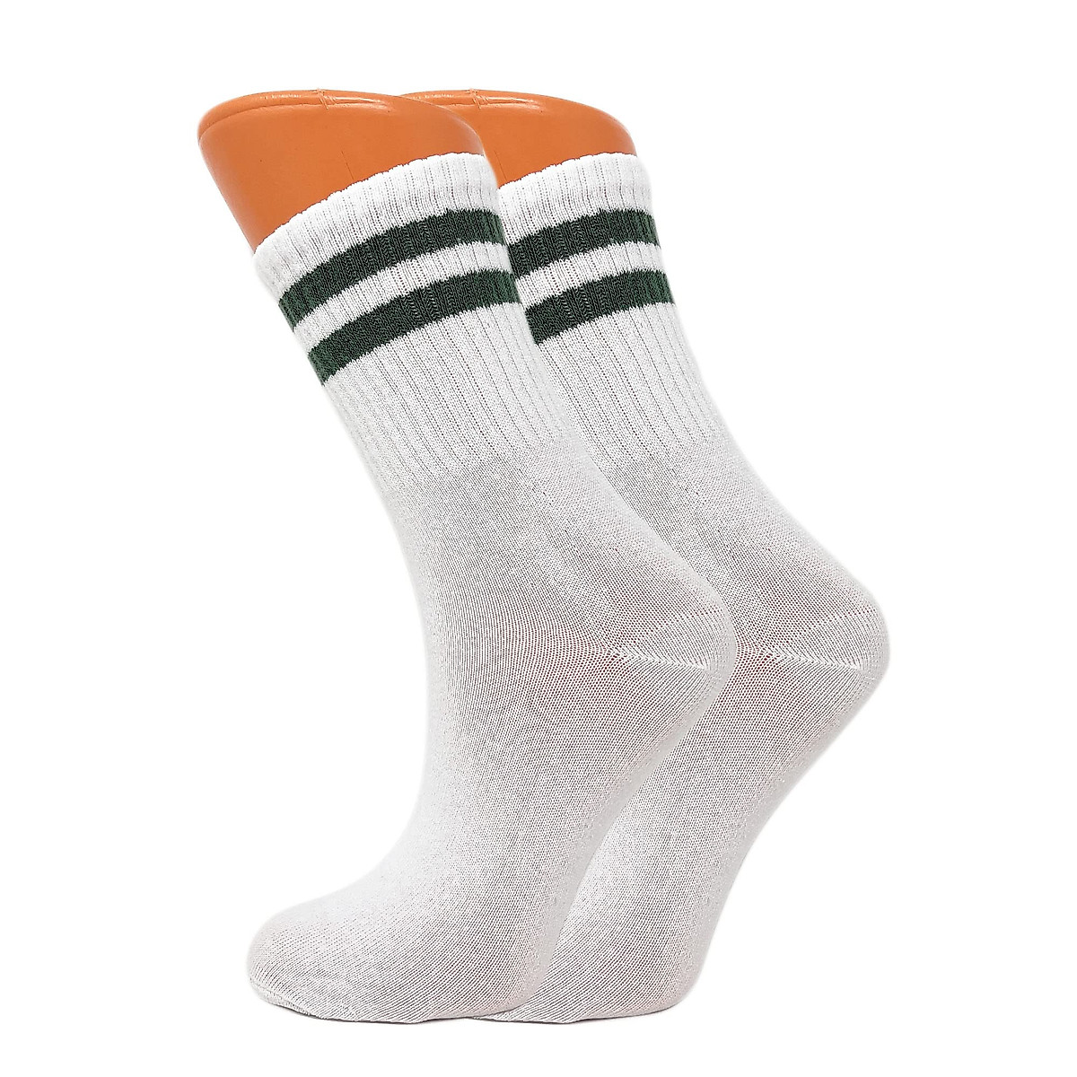 AWS/American Made Tennis Crew Socks for Women Cotton Athletic Striped Extra Thin 6 Pairs Shoe Size 5 to 10 (Style 1)