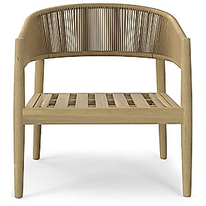 SIMPLIHOME Bayshore 28 Inch Wide Contemporary Outdoor Conversation Chair (Set of 2) in Natural Polyester Fabric, Fully Assembled, For the Living Room and Family Room