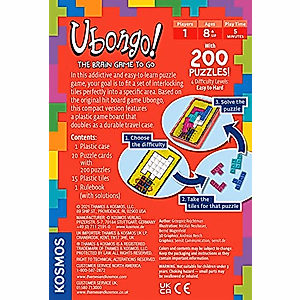 Ubongo The Brain Game to Go | Thames & Kosmos | Fast-Paced, Addictive, and Easy-to-Learn | Convenient Self Contained Carrying Case | Solo Geometric Puzzle Game | for Ages 8 and Up