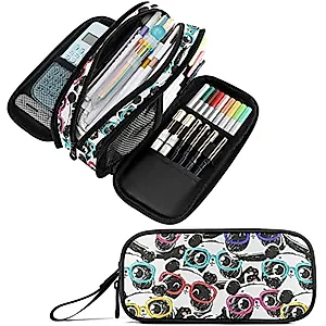 Fustylead Panda Wear Glasses Big Capacity Pencil Pen Case, Multi-Purpose Makeup Bag Organizer Storage Pouch for Office College School Hiking Travel